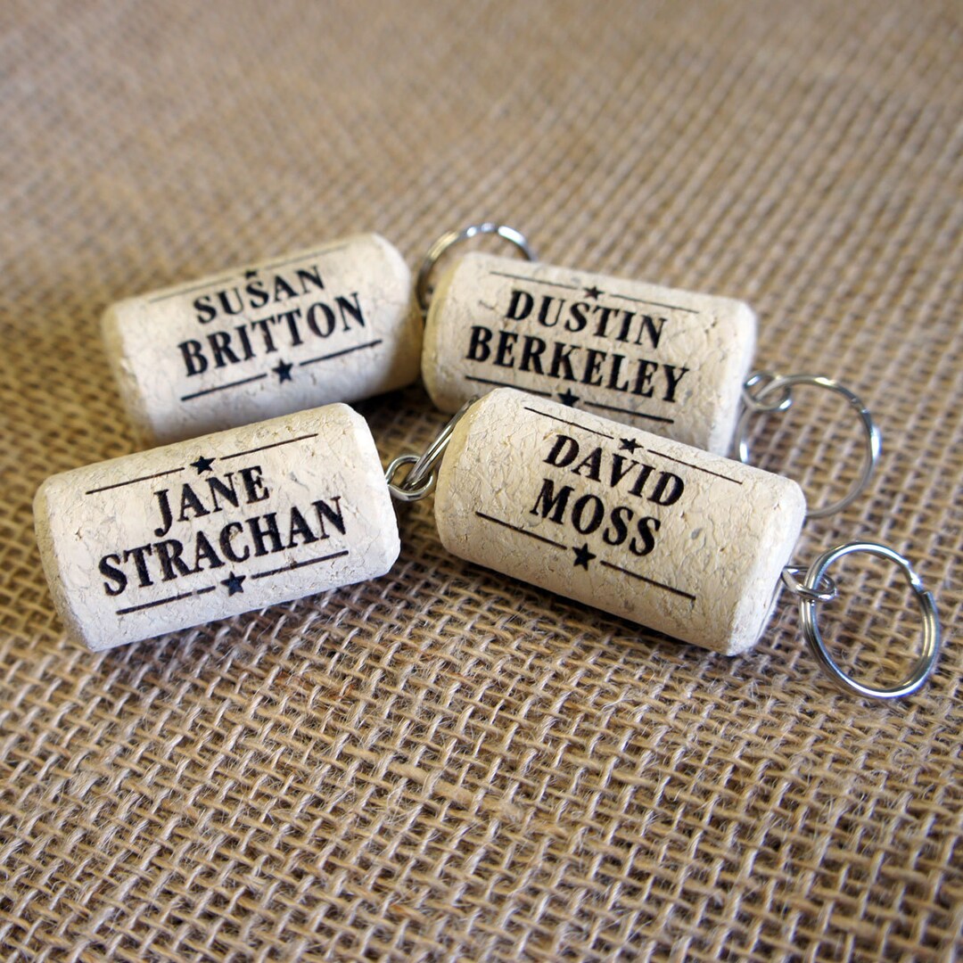 40+ Personalised Save the Date Cork Keyrings, Named Corks, Cork Favours ...