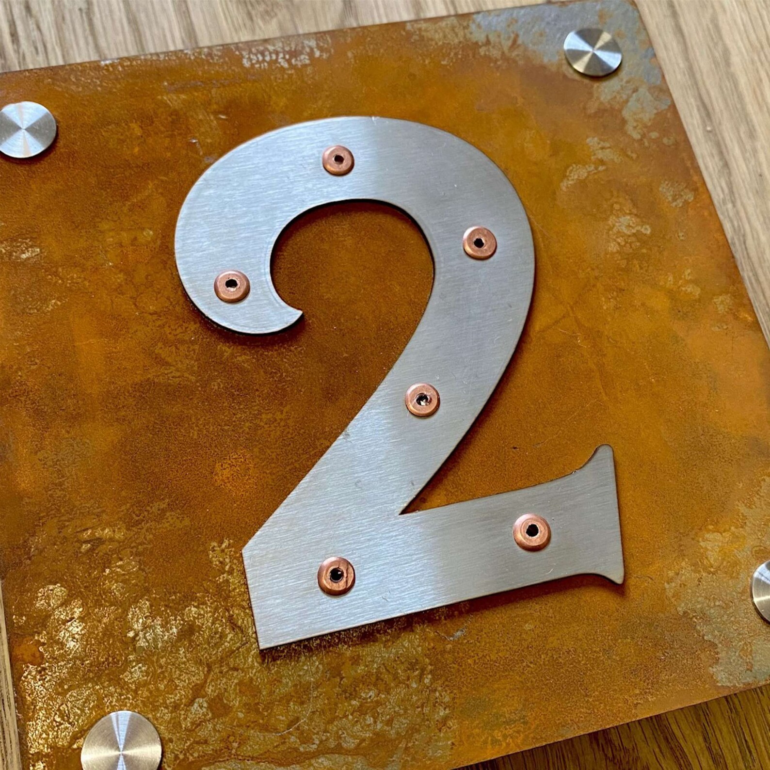 Corten Steel House Number Stainless Steel Face Fixed Number - Etsy