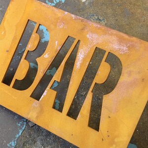 Corten Steel Bar Sign, Rusty Metal Man Cave Decor - Etsy