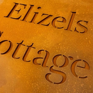 Square Corten Steel House Sign With Corten Backing Plate, Rusty House ...