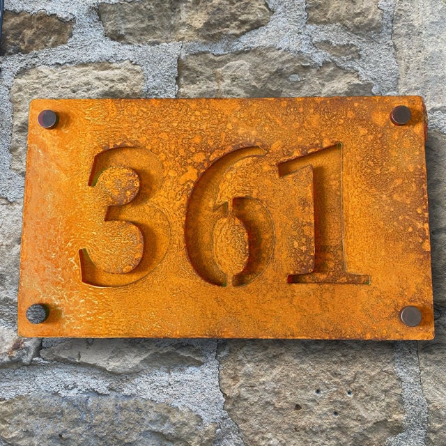 Corten Steel Cut Out Number W Corten Steel Backing Plate - Etsy UK