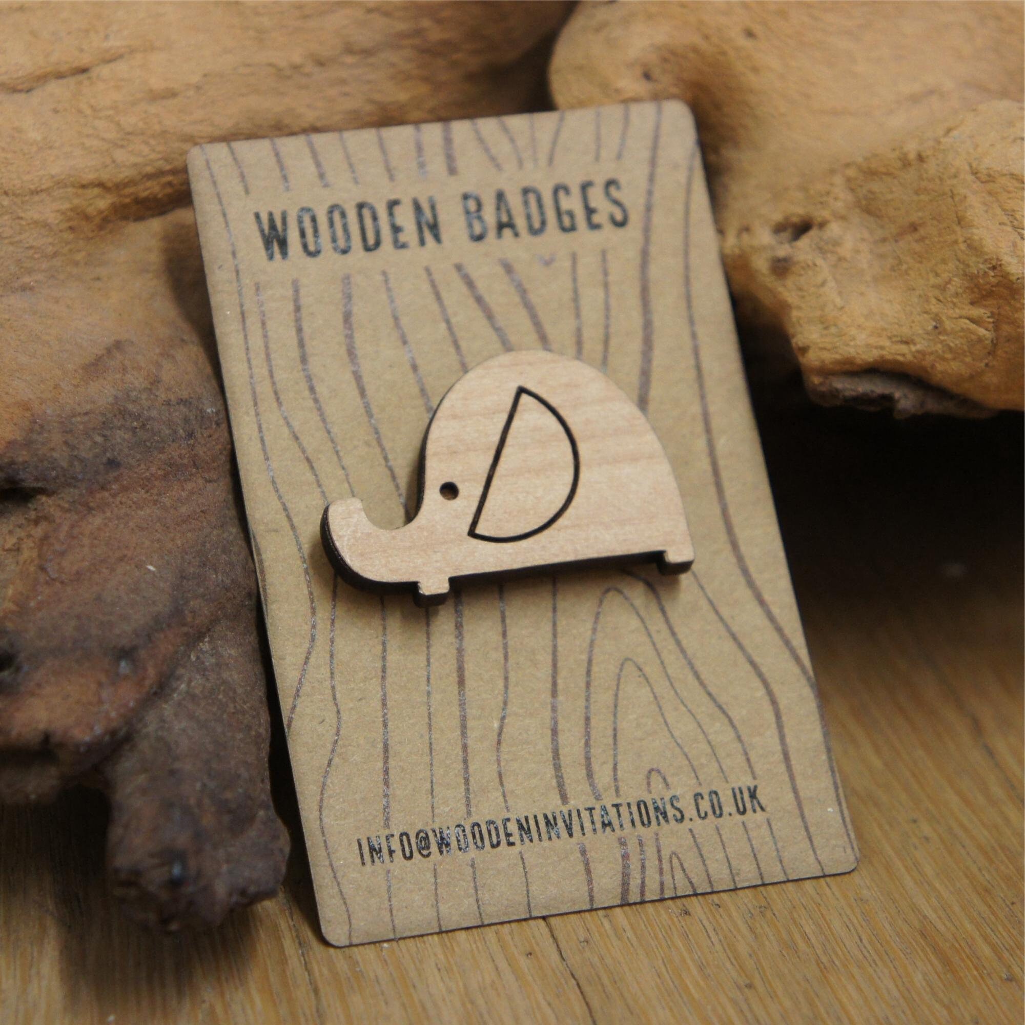 Wooden Elephant Badge wooden elephant pin wooden elephant | Etsy