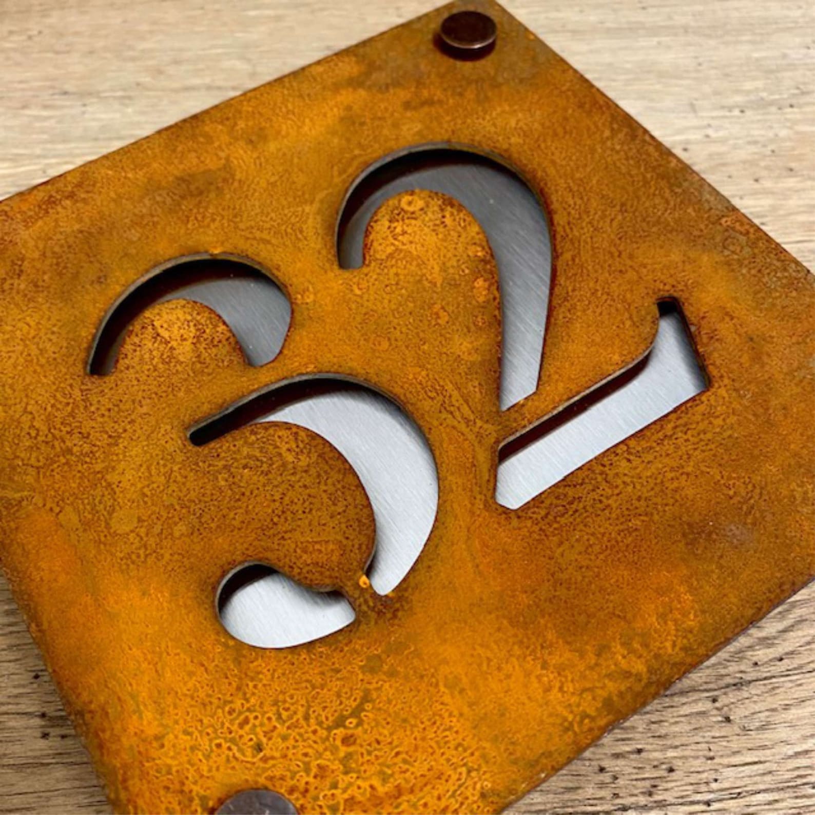 Corten Steel House Numbers With Stainless Steel Backing Plate | Etsy UK