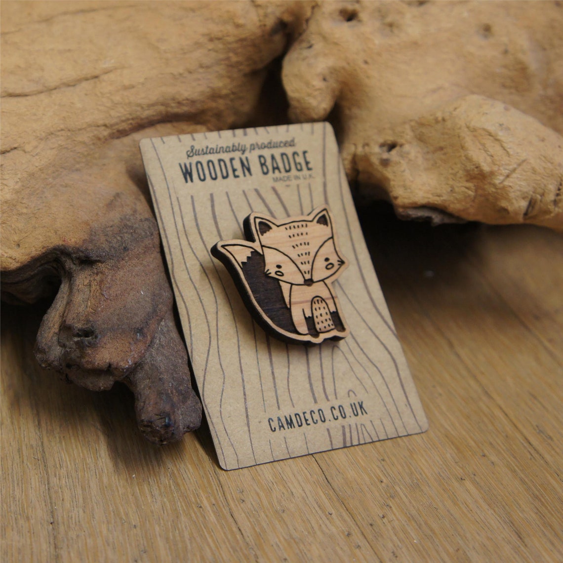 Wooden Cute Fox Badge Wooden Pin Wooden Brooch Fox Badge | Etsy