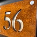 Corten Steel House Numbers With Stainless Steel Backing Plate, Rusty ...