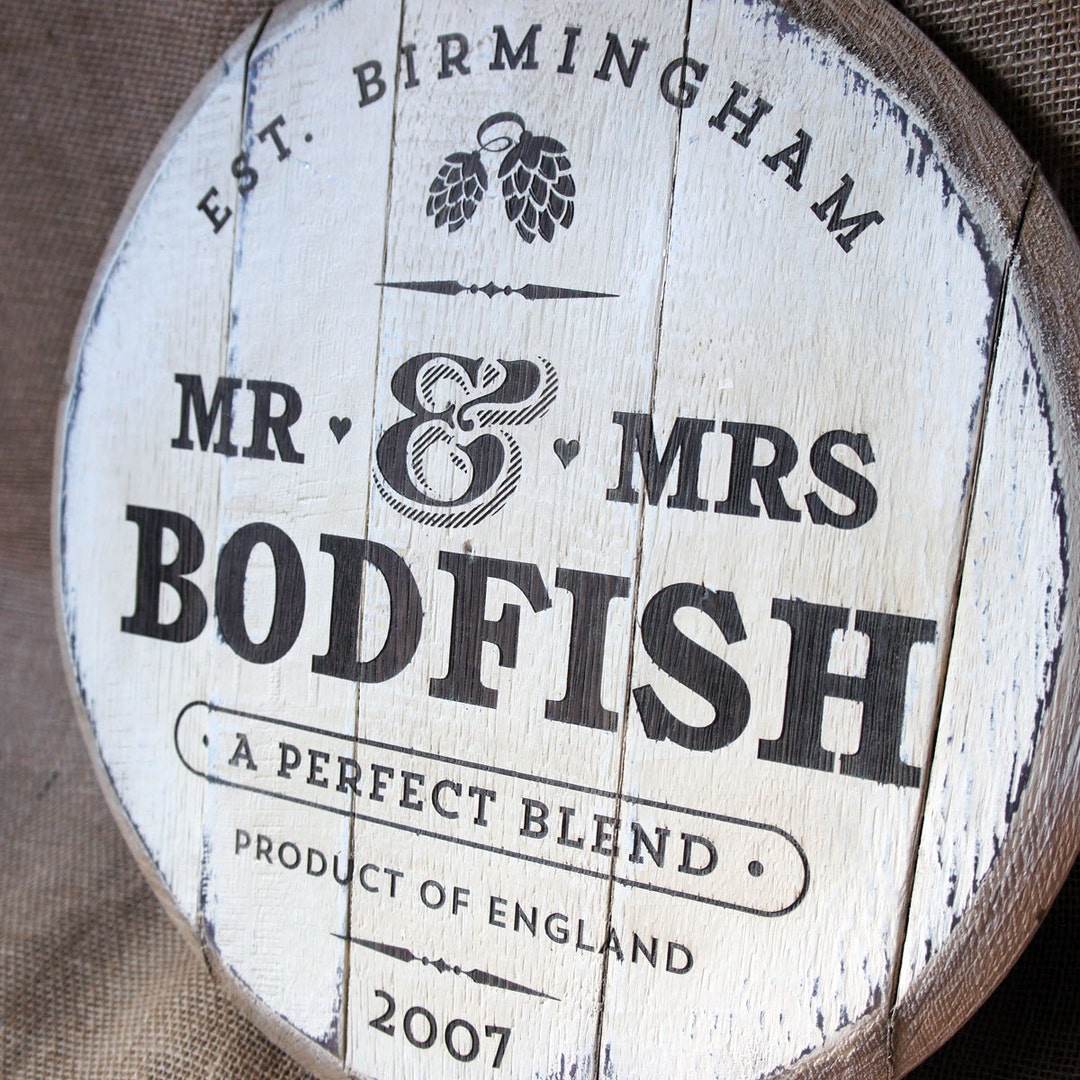 Distressed Wooden Barrel End Sign With Engraved Artwork Ideal for ...