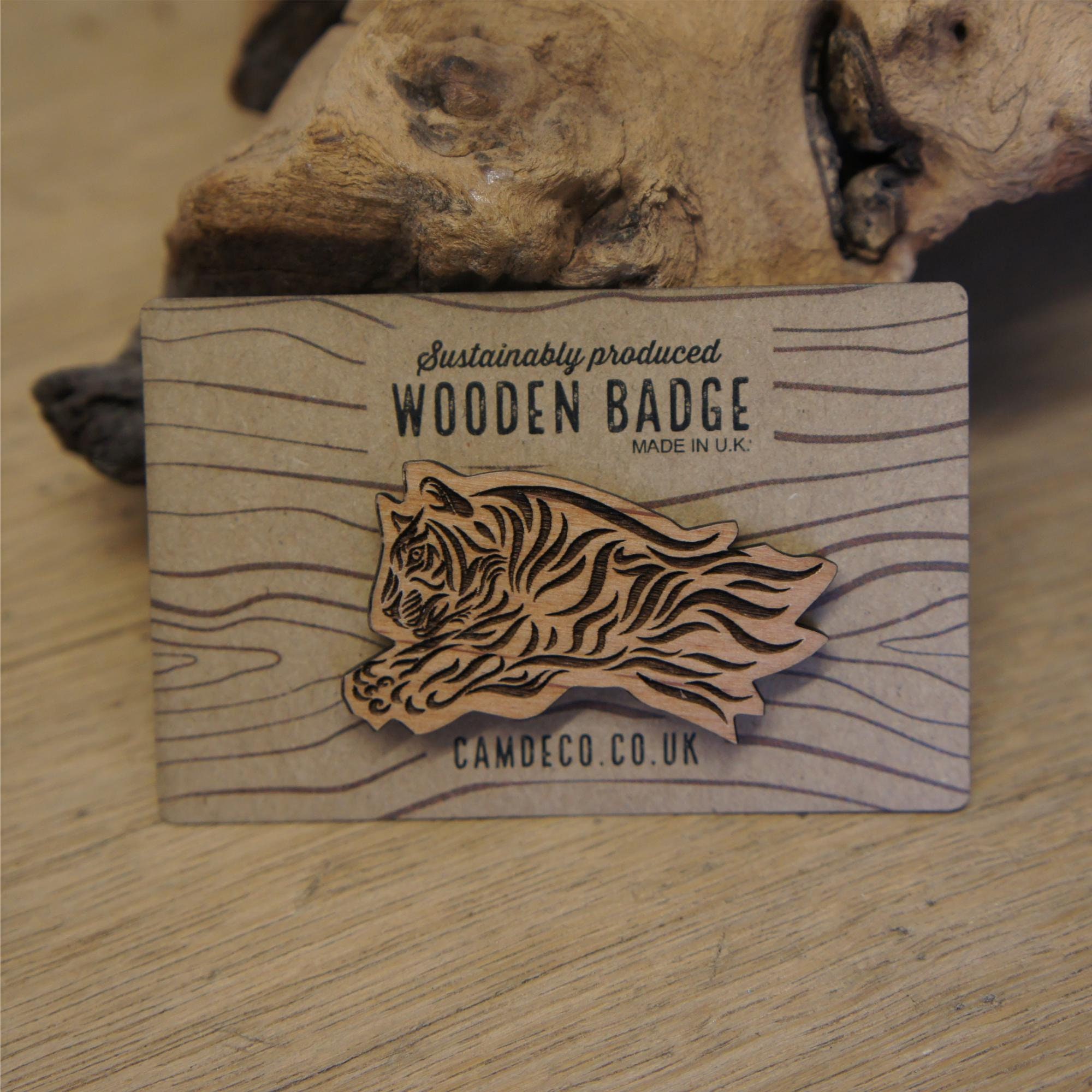 Wooden Tiger Badge Tiger Pin Wooden Brooch Tiger Brooch - Etsy