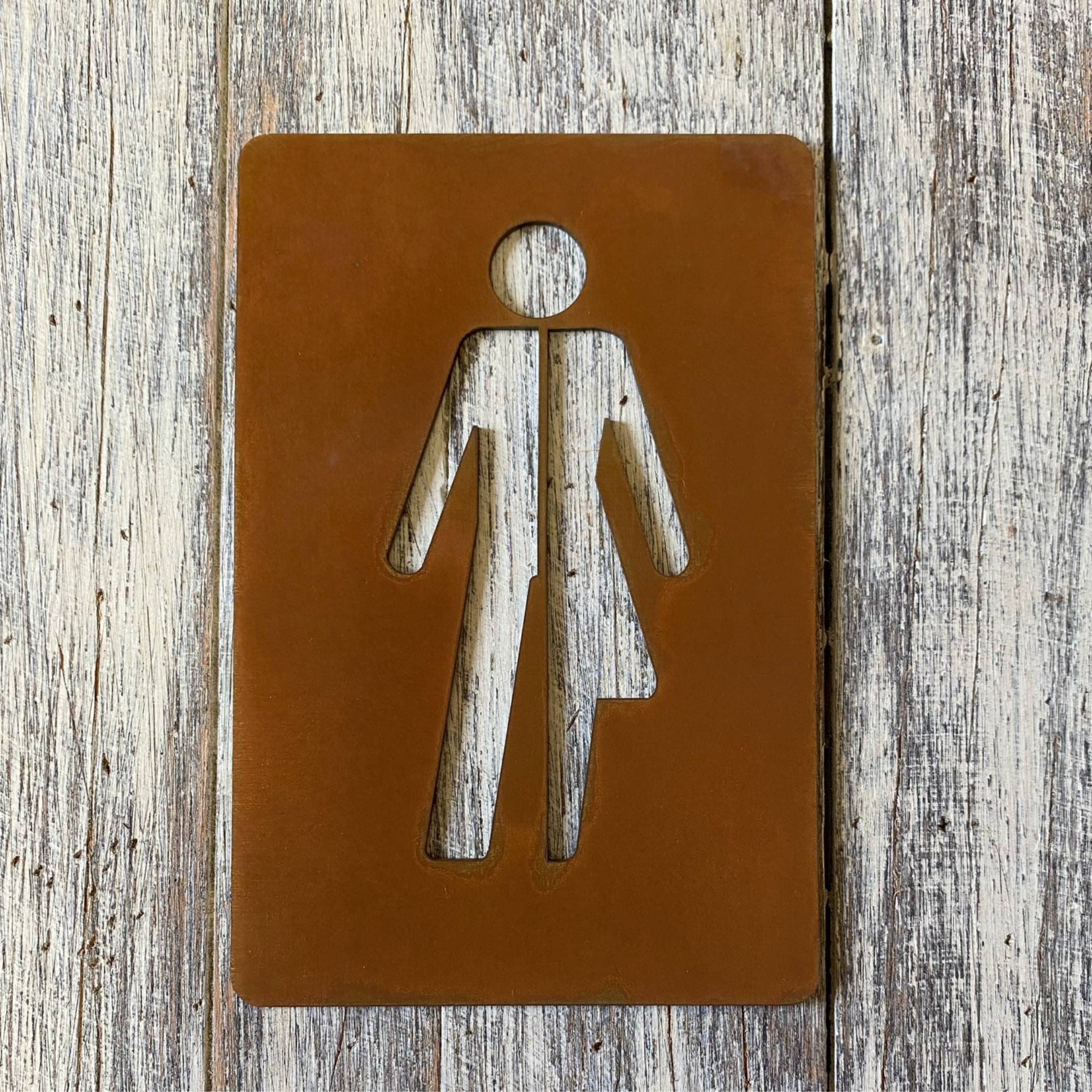Rustic Corten Steel Toilet Sign, Industrial Bathroom Decor - Etsy Australia