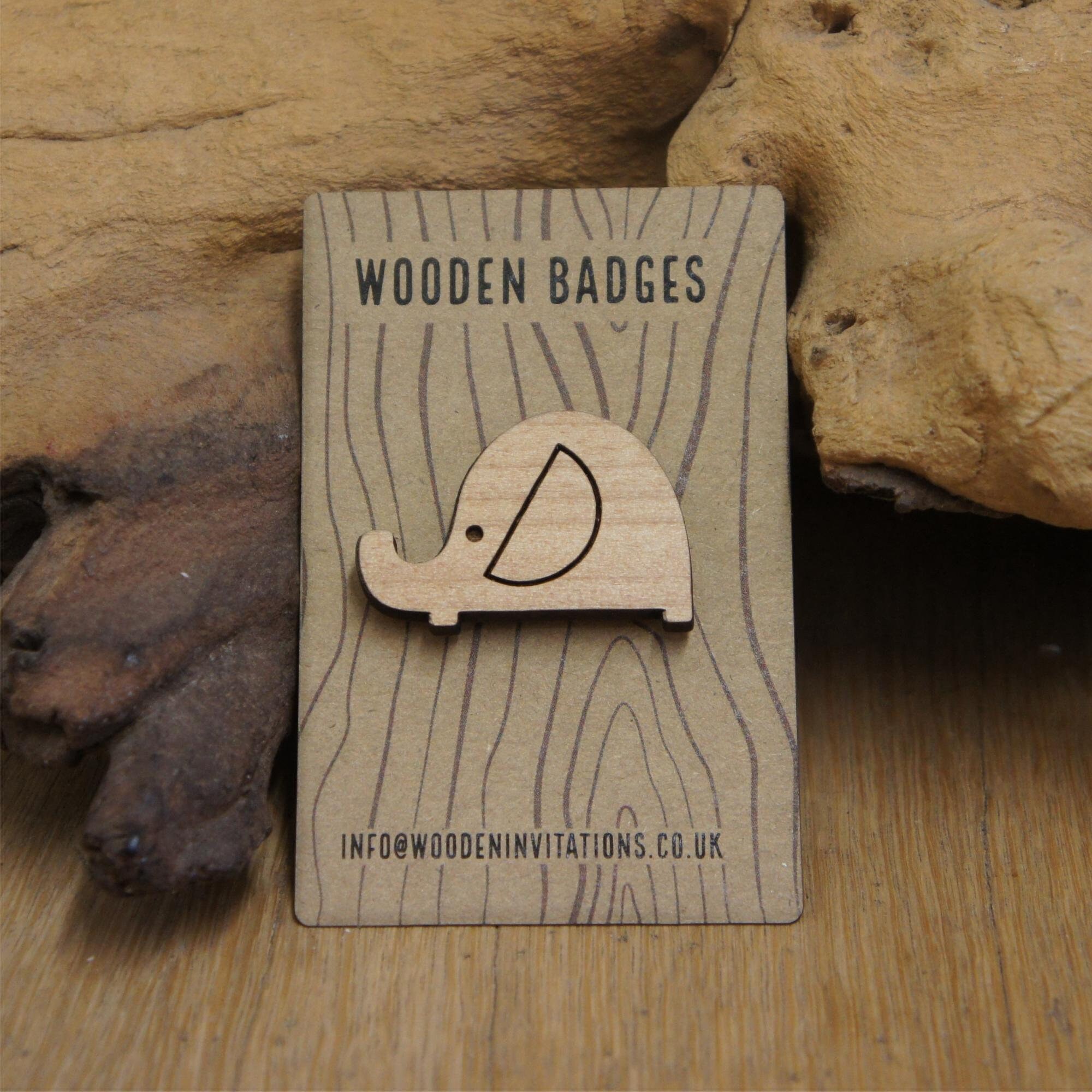 Wooden Elephant Badge wooden elephant pin wooden elephant | Etsy