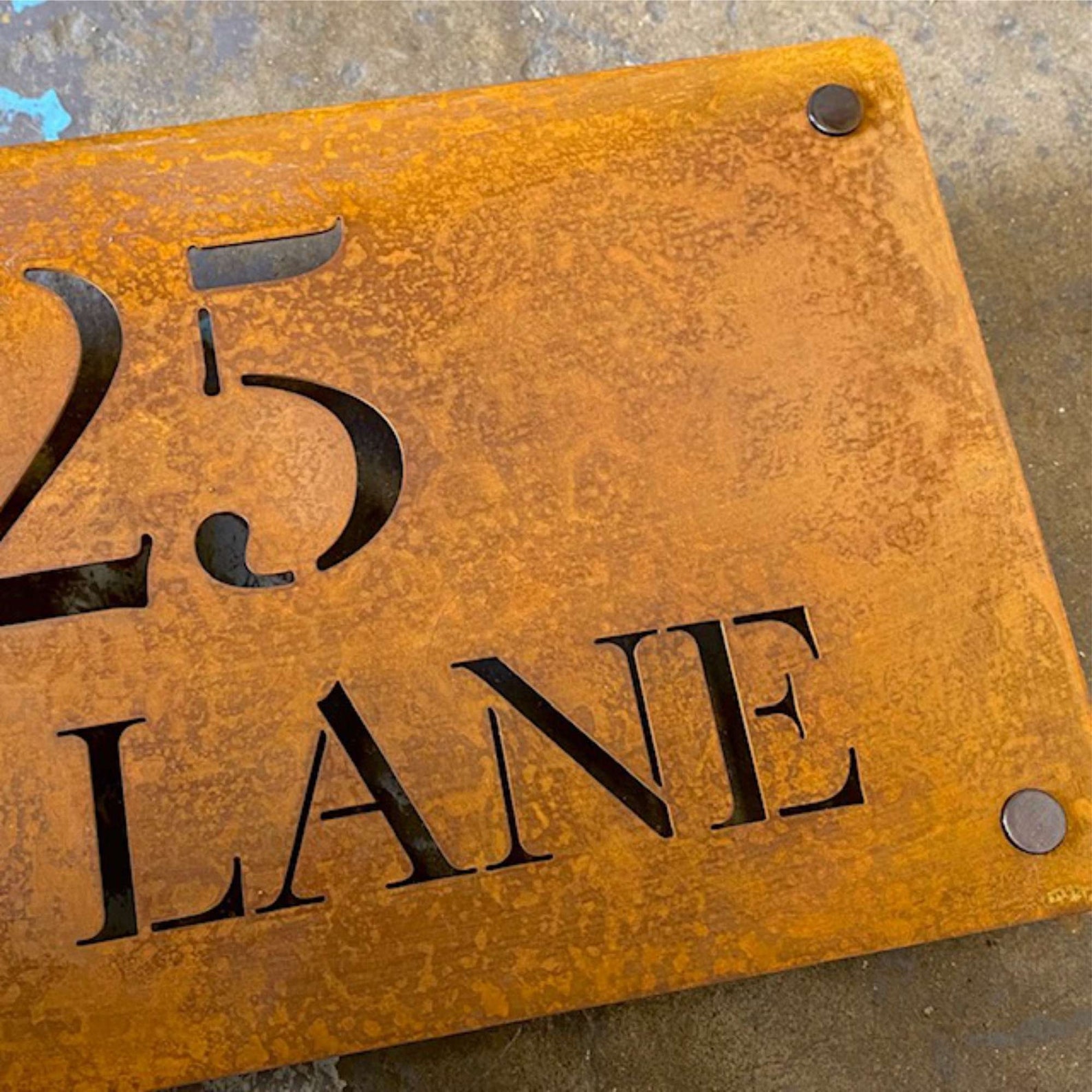 Corten Steel House Sign Style B - Rusty Steel House Sign, Rusty House ...
