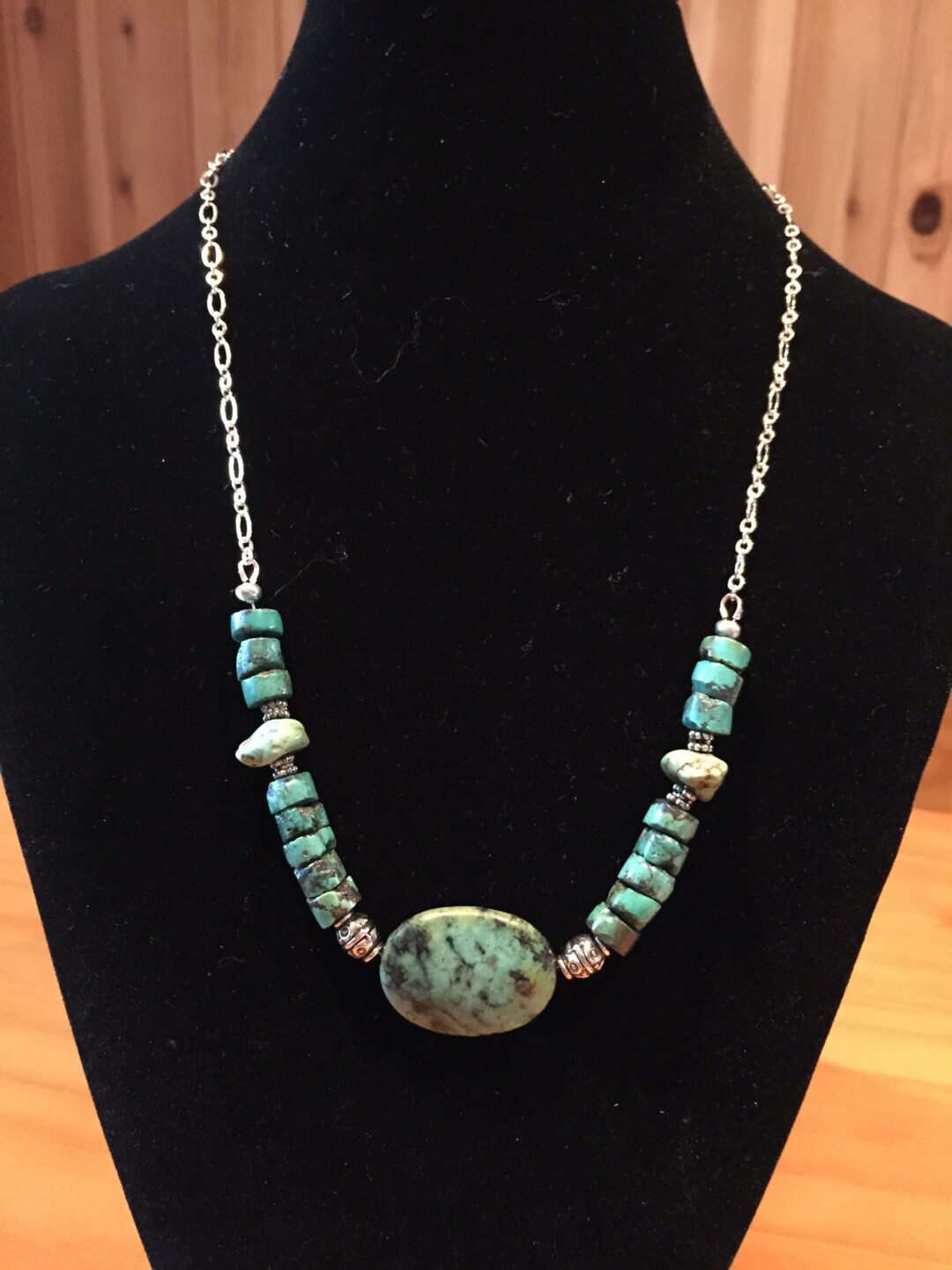 Turquoise and Chain Necklace With Matching Earrings - Etsy