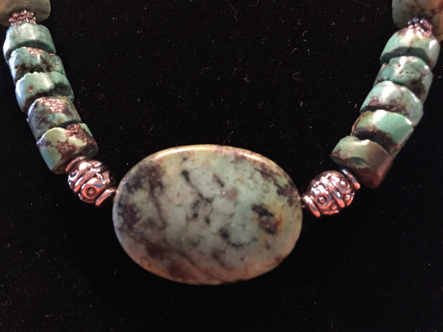 Turquoise and Chain Necklace With Matching Earrings - Etsy