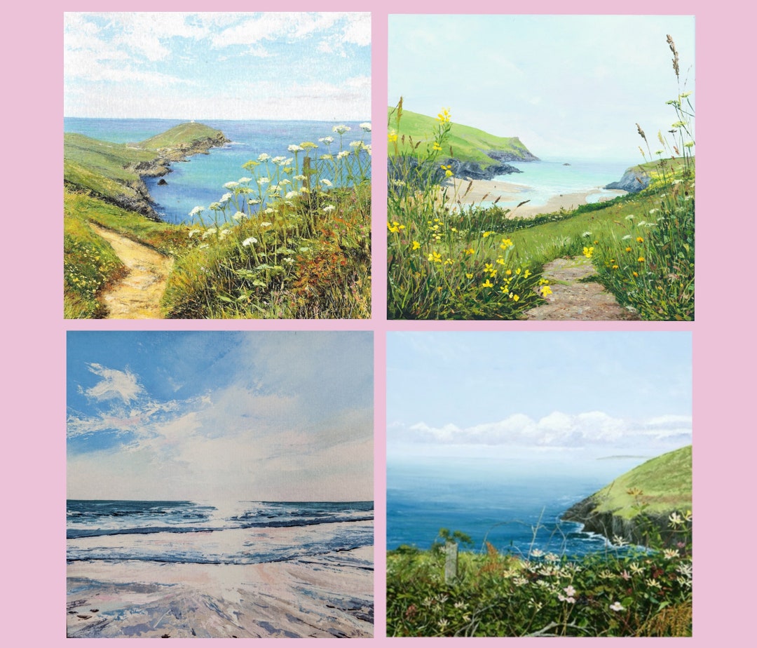 Pack of 4 Cornish Seascape Greeting Cards, Art Cards - Etsy UK