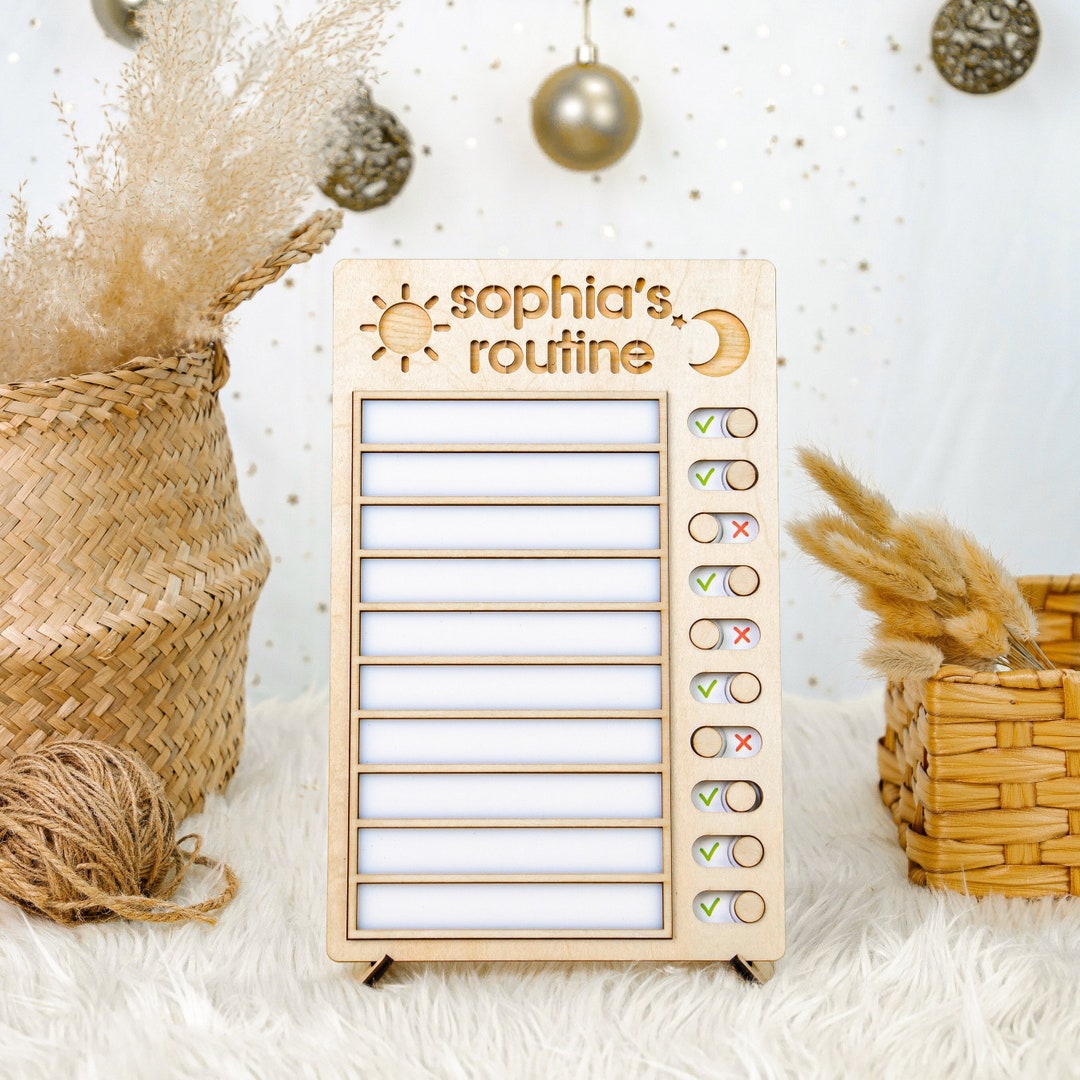 Personalized Sliding Routine Chart, Checklist Board for Kids, Chore ...