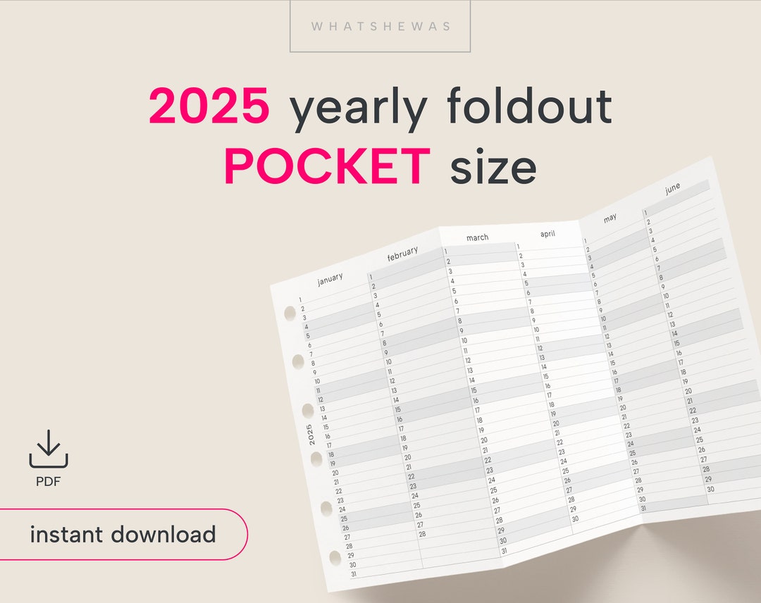 2025 YO1P Pocket Foldout (tri-fold) Calendar | YO1P Year at a Glance ...