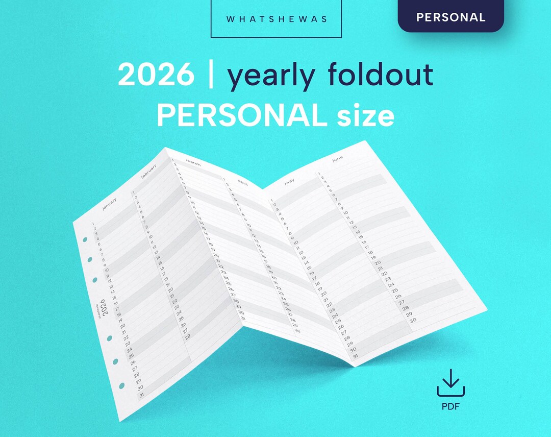 2026 YO1P Yearly Personal Foldout (tri-fold) Calendar | YO1P Year at a Glance Personal Size ...