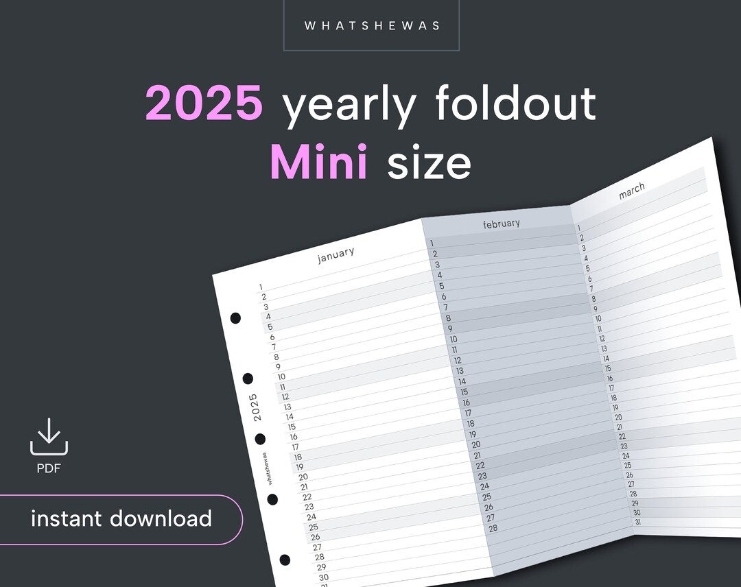 2025 YO2P Yearly Mini Foldout tri-fold Calendar YO2P Year at a Glance ...