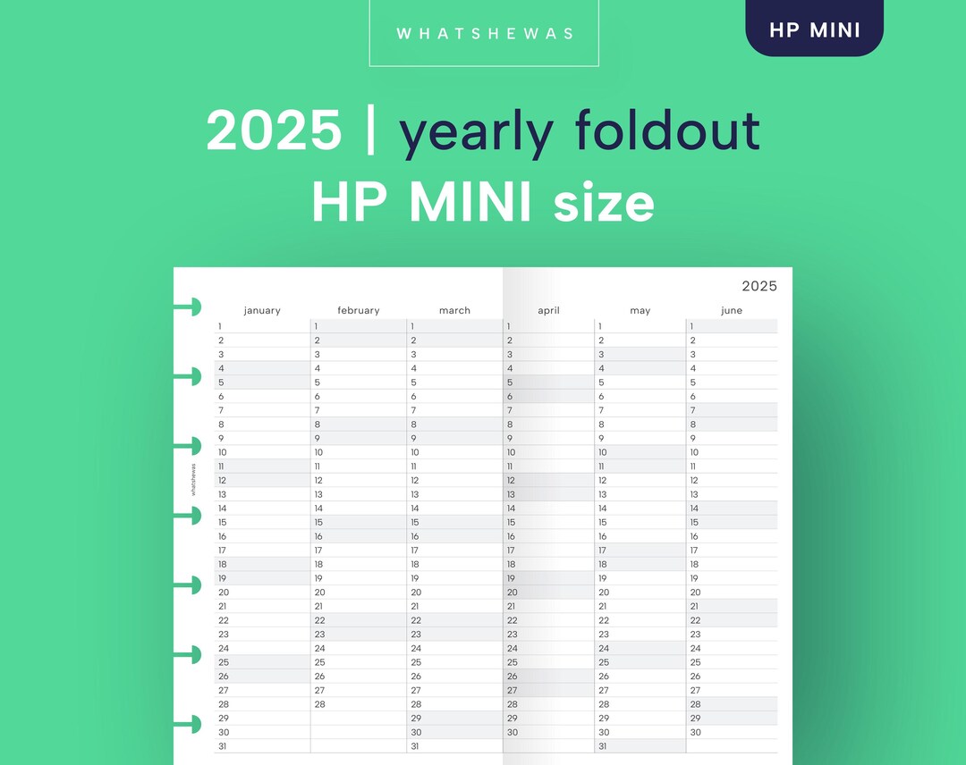 2025 YO1P Yearly HP Mini Foldout (bi-fold) Calendar | YO1P Year at a ...