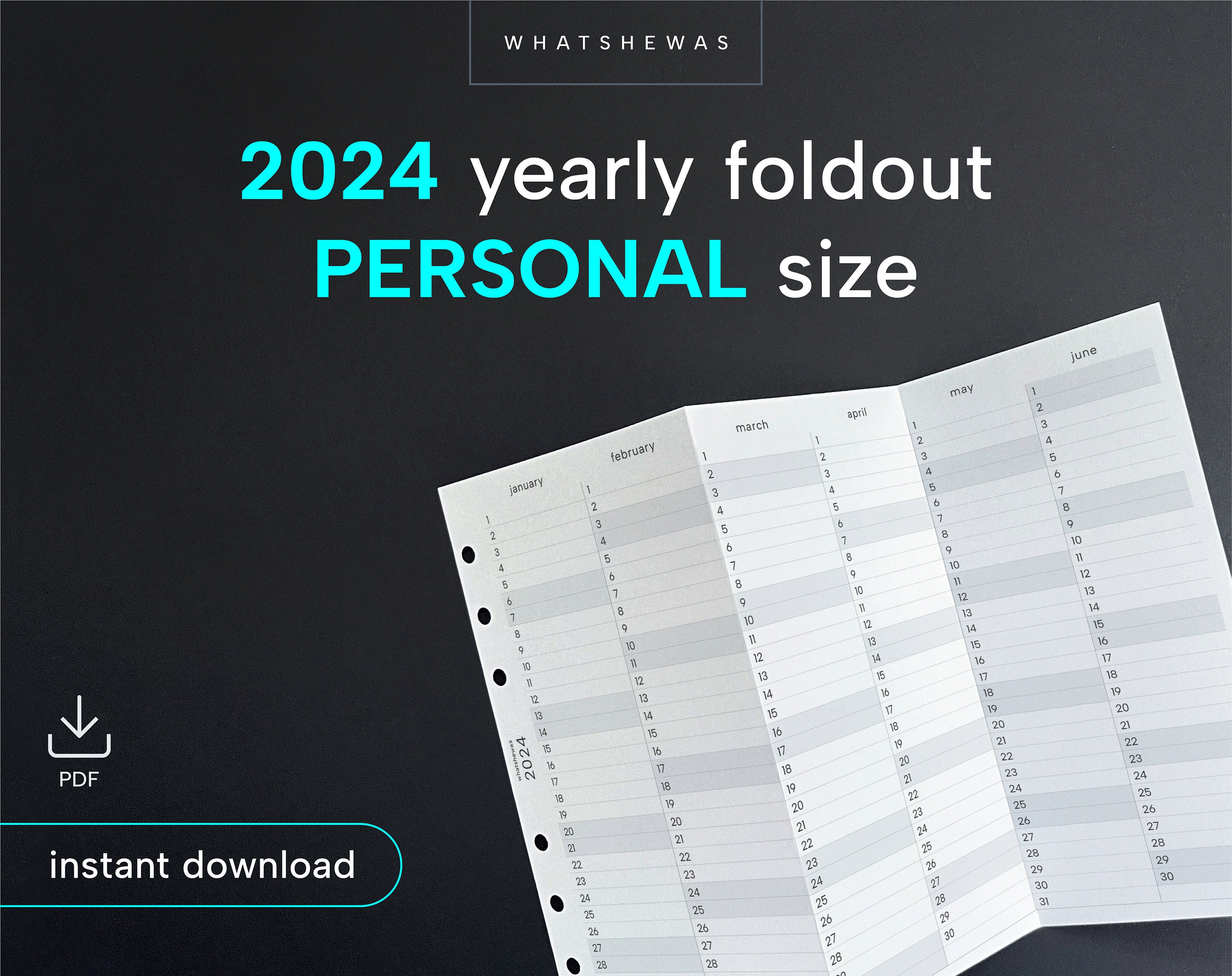 2024 YO1P Yearly Personal Foldout tri-fold Calendar YO1P Year at a ...