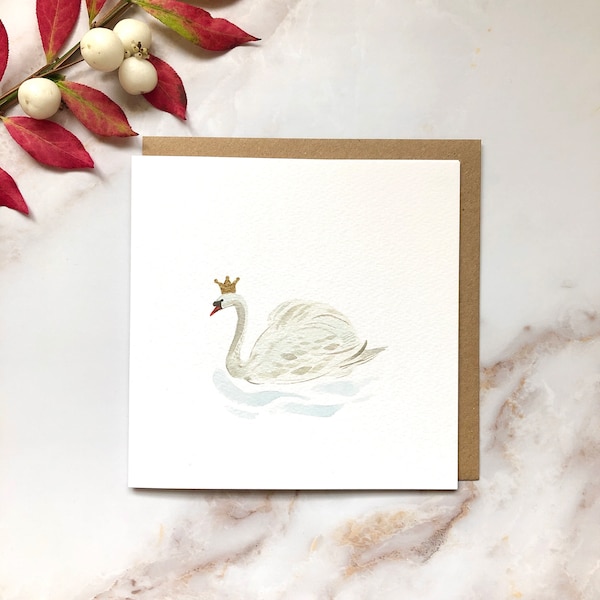 Swan Greeting Card - Etsy