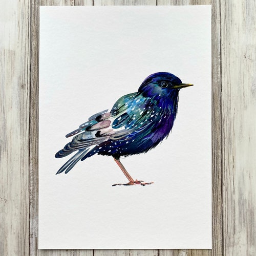 Starling Bird Linocut Print Hand-pulled Limited Edition - Etsy