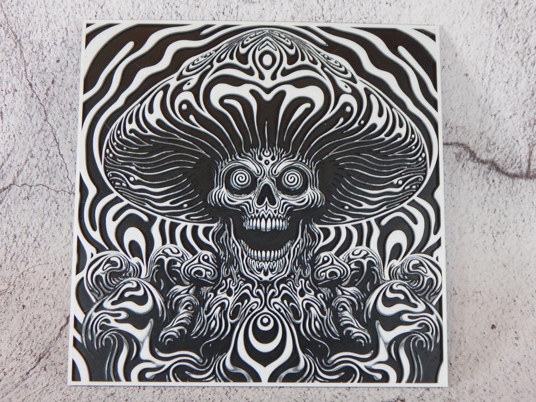 Skull Shroom Visual Illusion 3D Printed Art Hueforge Free Shipping - Etsy
