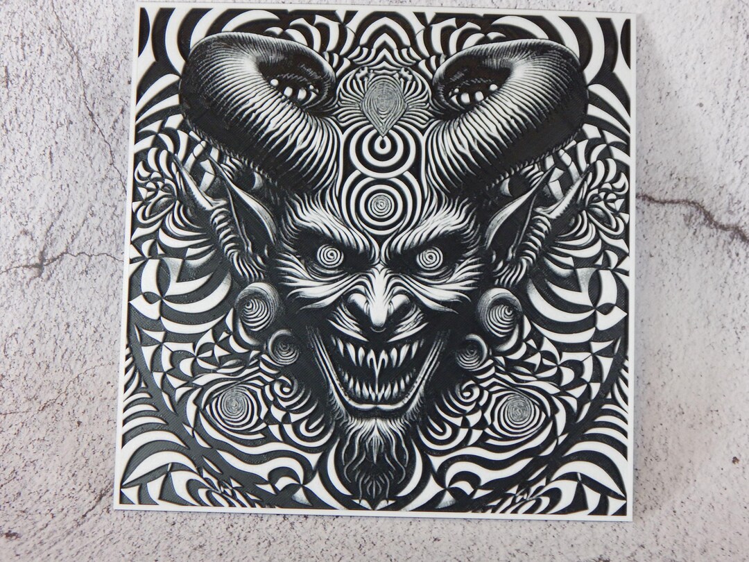 Psychedelic Demon | Visual Illusion | 3D Printed Art | Hueforge | Free ...