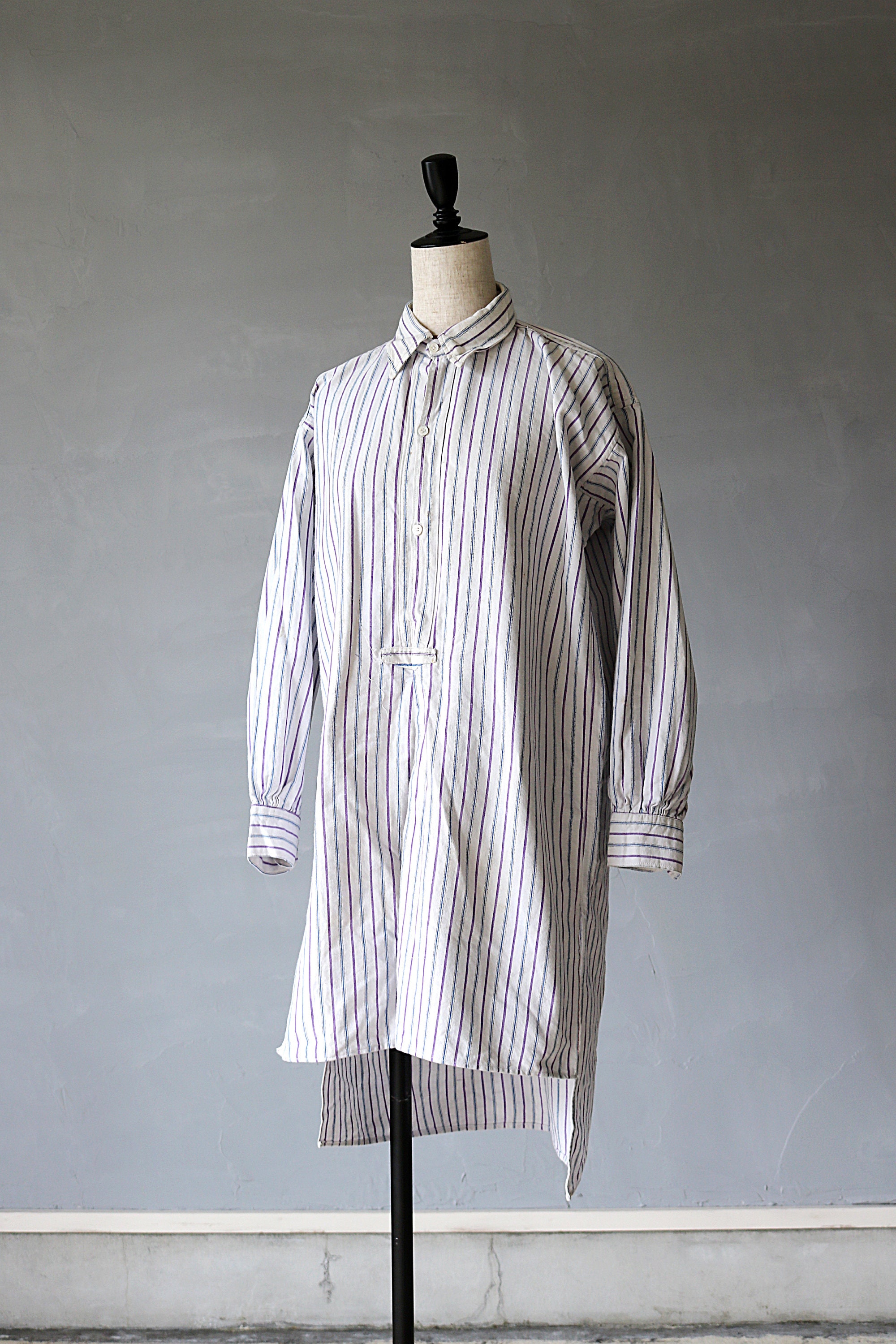 French Vintage Stripe Long Shirt/france 1950's/white Blue | Etsy