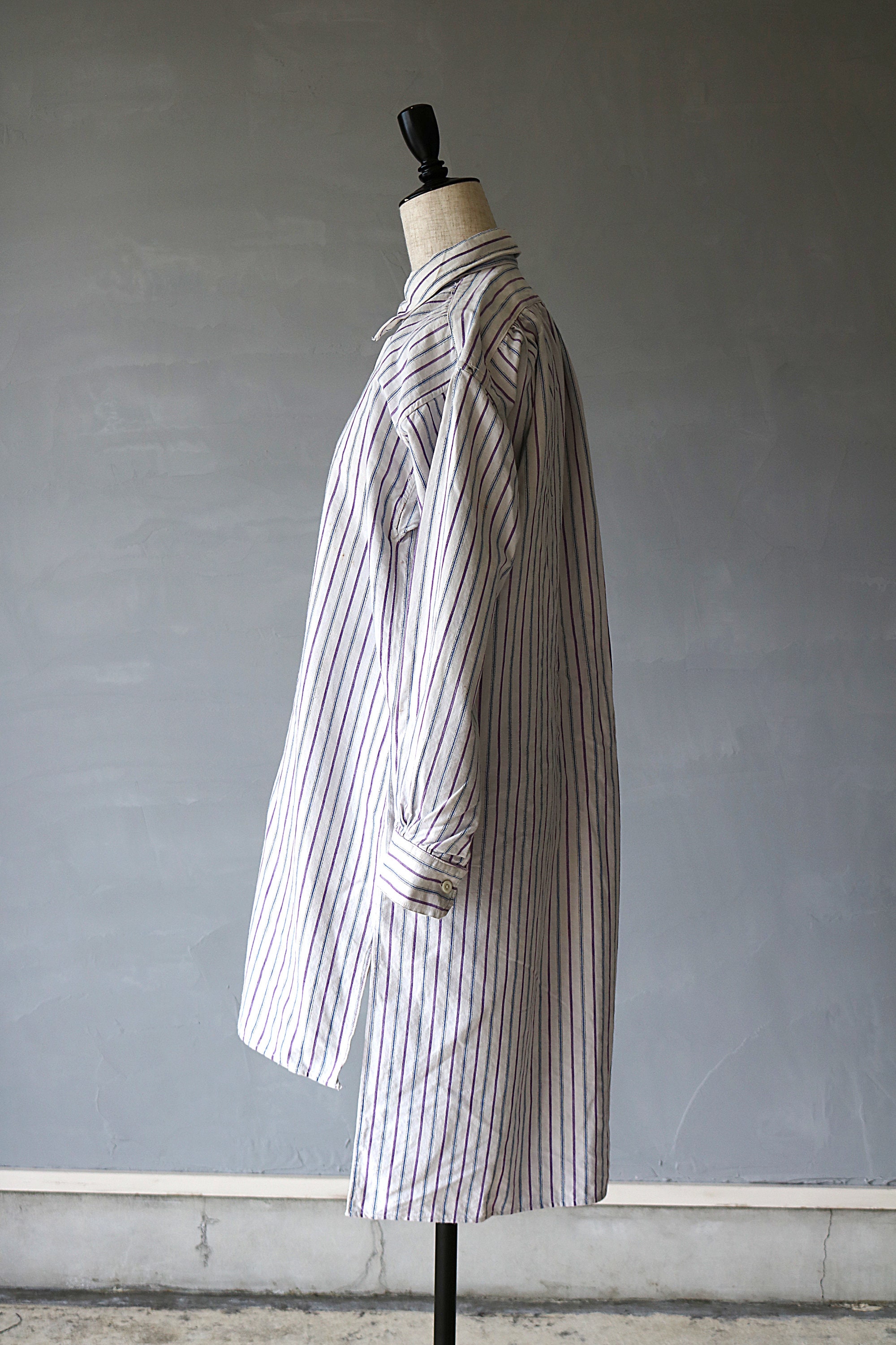 French vintage stripe long shirt/France 1950's/white blue | Etsy
