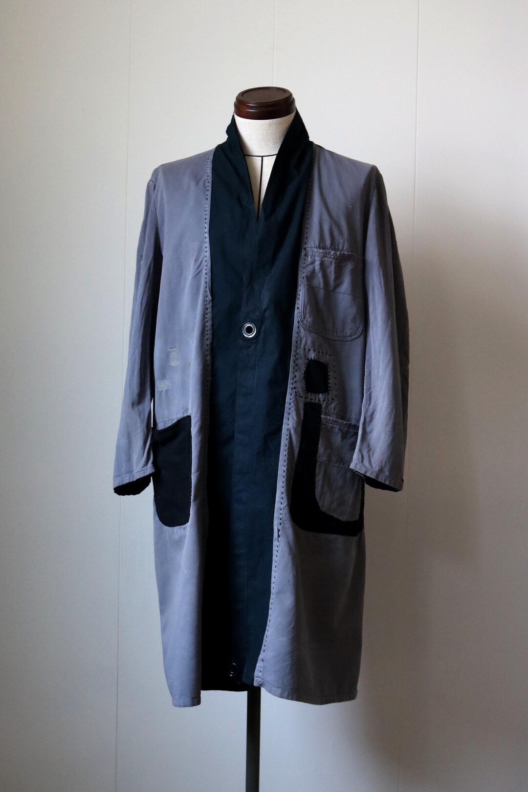 German Vintage Patchwork Gray Coat With Hanten-style Collar/germany ...