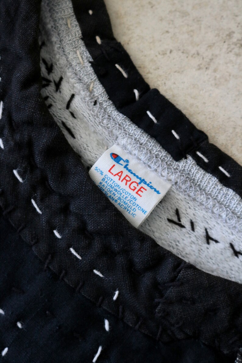MITSUGU Sasaki/super Boro Boro Black Patchwork Sweat Shirt/champion Usa ...