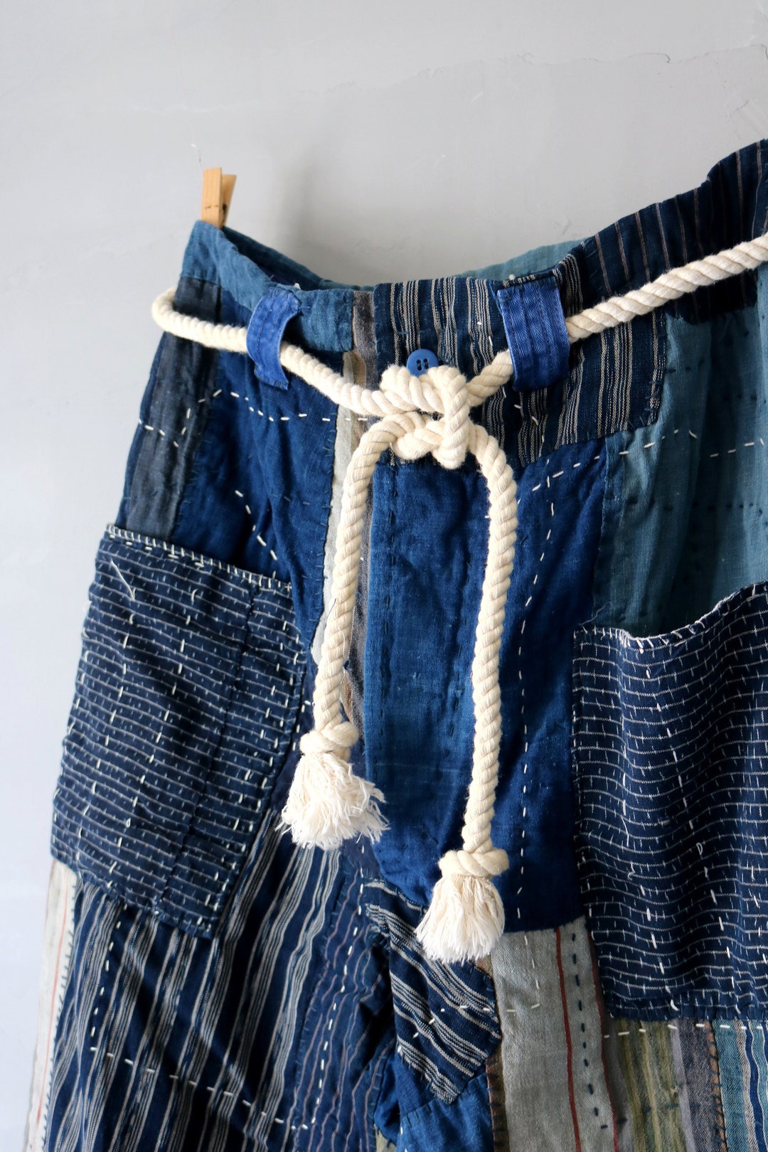 MITSUGU Sasaki/super Boro Boro Patchwork Indigo Wide Pants/noragi ...