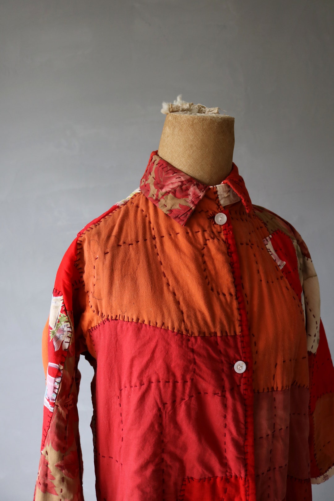 MITSUGU Sasaki/super Boro Boro Red Flower Coat/japanese Boro/french ...