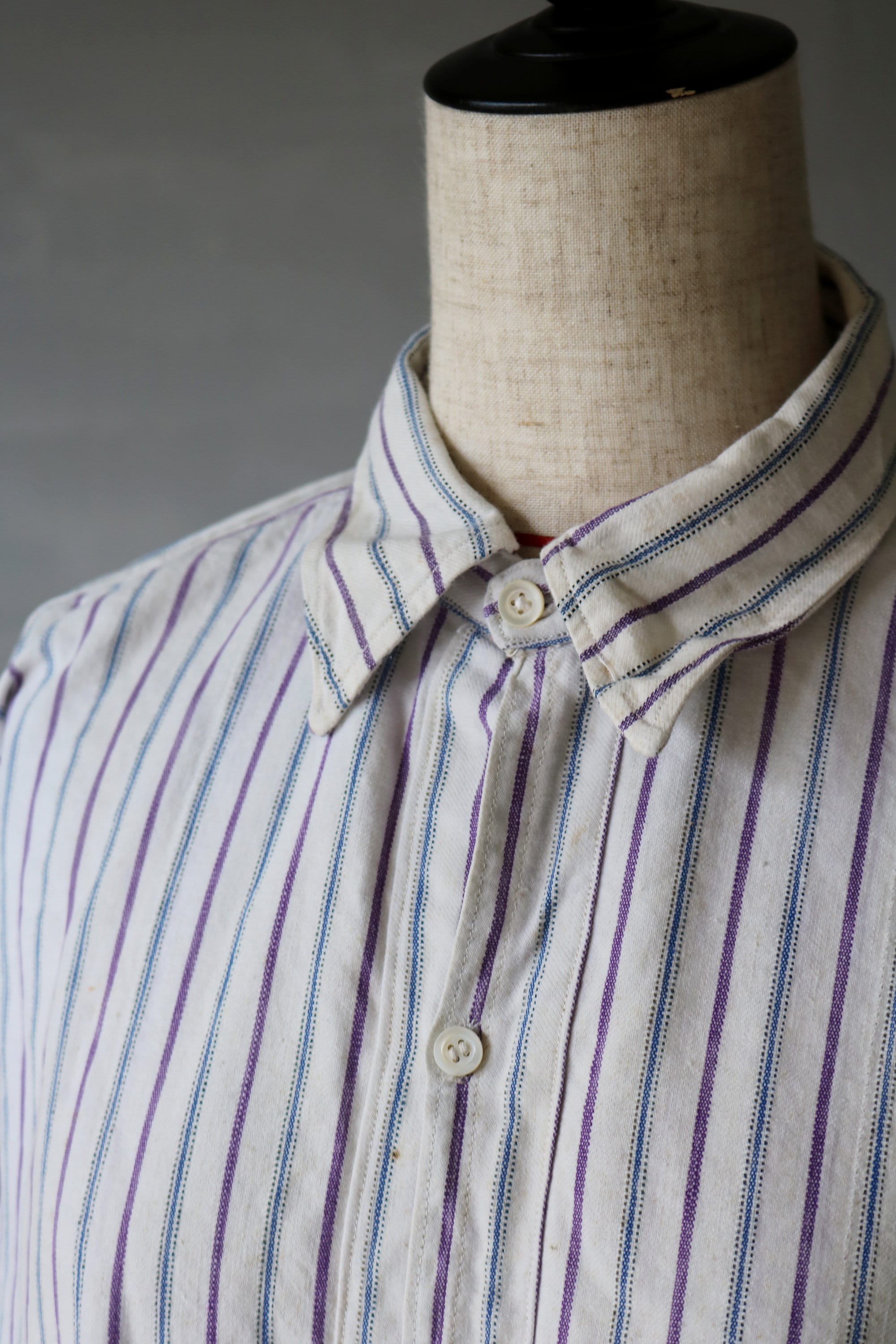 French Vintage Stripe Long Shirt/france 1950's/white Blue | Etsy