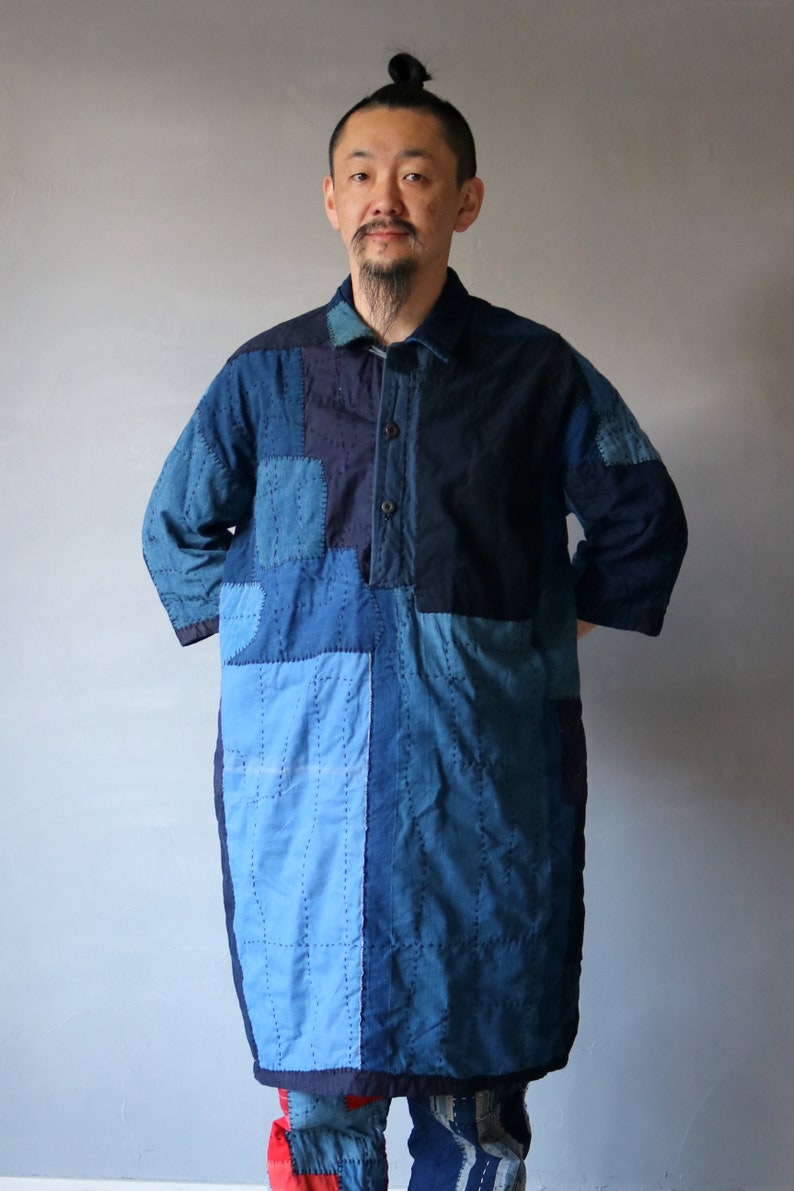 MITSUGU Sasaki/super Boro Boro Indigo Blue Long Shirt/half Sleeves ...