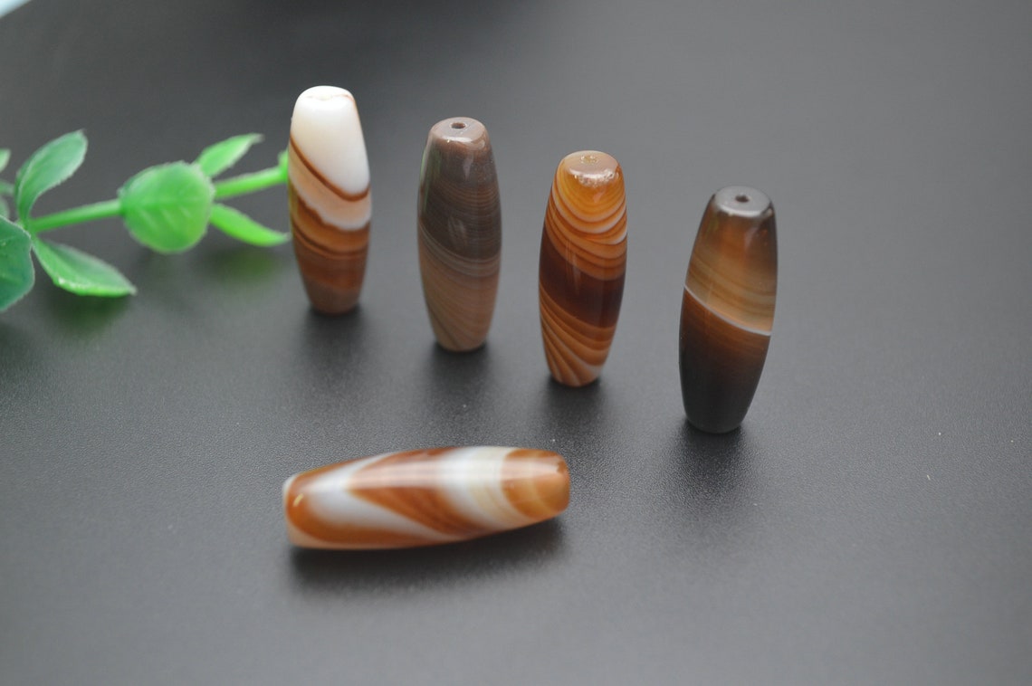 10pc 10x30mm Banded Coffee Color Agate DZI Tube Stone Loose Beads - Etsy