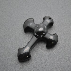 Natural Black Obsidian 35x50mm Cross Stone Pendant - Etsy