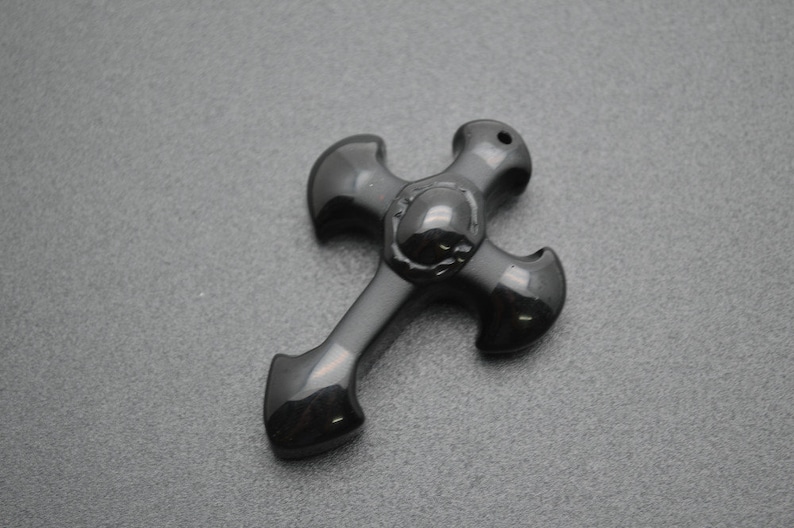 Natural Black Obsidian 35x50mm Cross Stone Pendant - Etsy