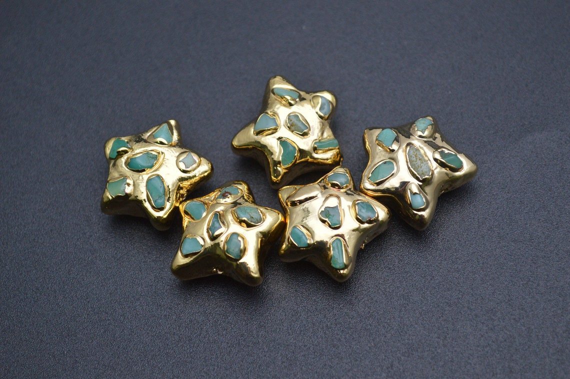 New Design 25mm Big Star Shape Gold Plating Green Australia Jade ...