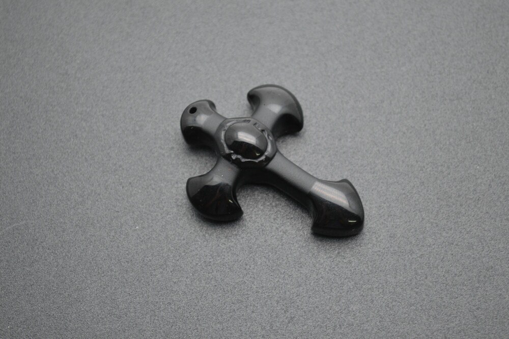 Natural Black Obsidian 35x50mm Cross Stone Pendant | Etsy