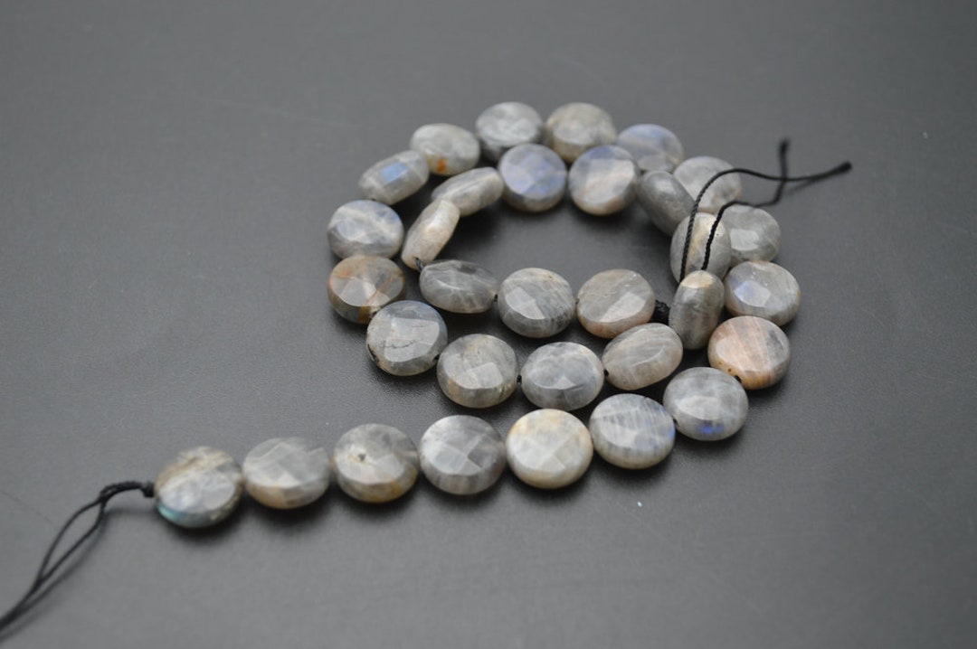 Faceted Natural Labradorite Flat Round Coin Shape Stone Loose Beads ...