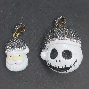 1pc Cute Snowman / Santa Metal Bell Pendant Black Crystal - Etsy