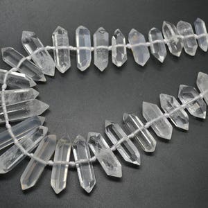 Natural Clear Crystal Double Point Pillar Stone Graduated Loose Beads ...
