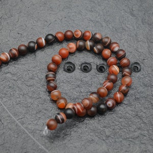 Matte Banded Red Agate Stone Round Loose Beads Beautiful Veins Gemstone ...