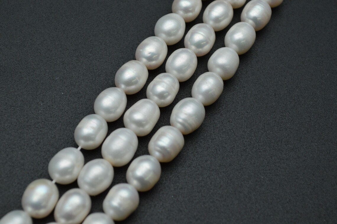 Good quality Fat 9x12mm Natural Fresh Water White Pearl Rice | Etsy