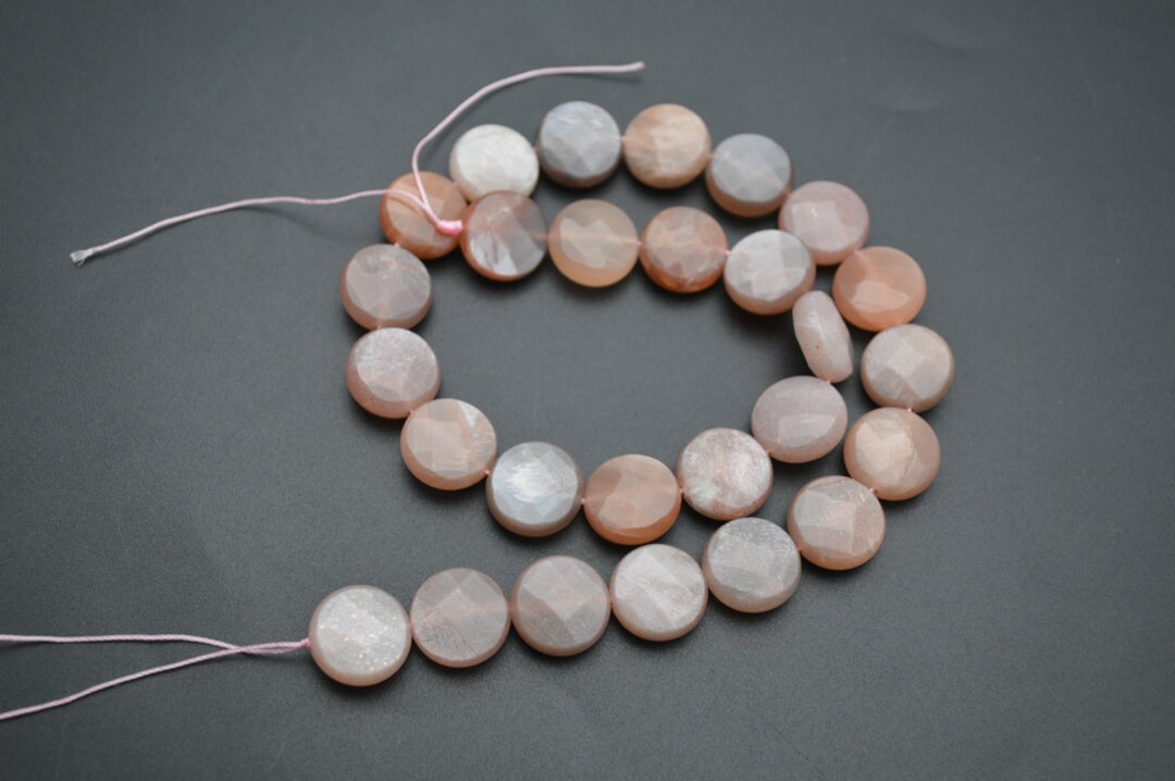 Faceted Natural Sunstone Flat Round Coin Shape Peach Moonstone Stone ...