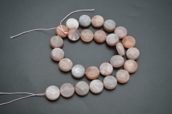 Faceted Natural Sunstone Flat Round Coin Shape Peach Moonstone | Etsy