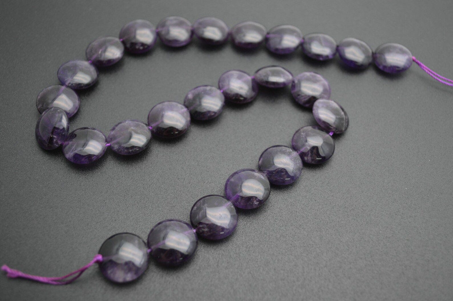 16mm Smooth High Quality Natural Amethyst Stone Coin Flat Round Loose ...