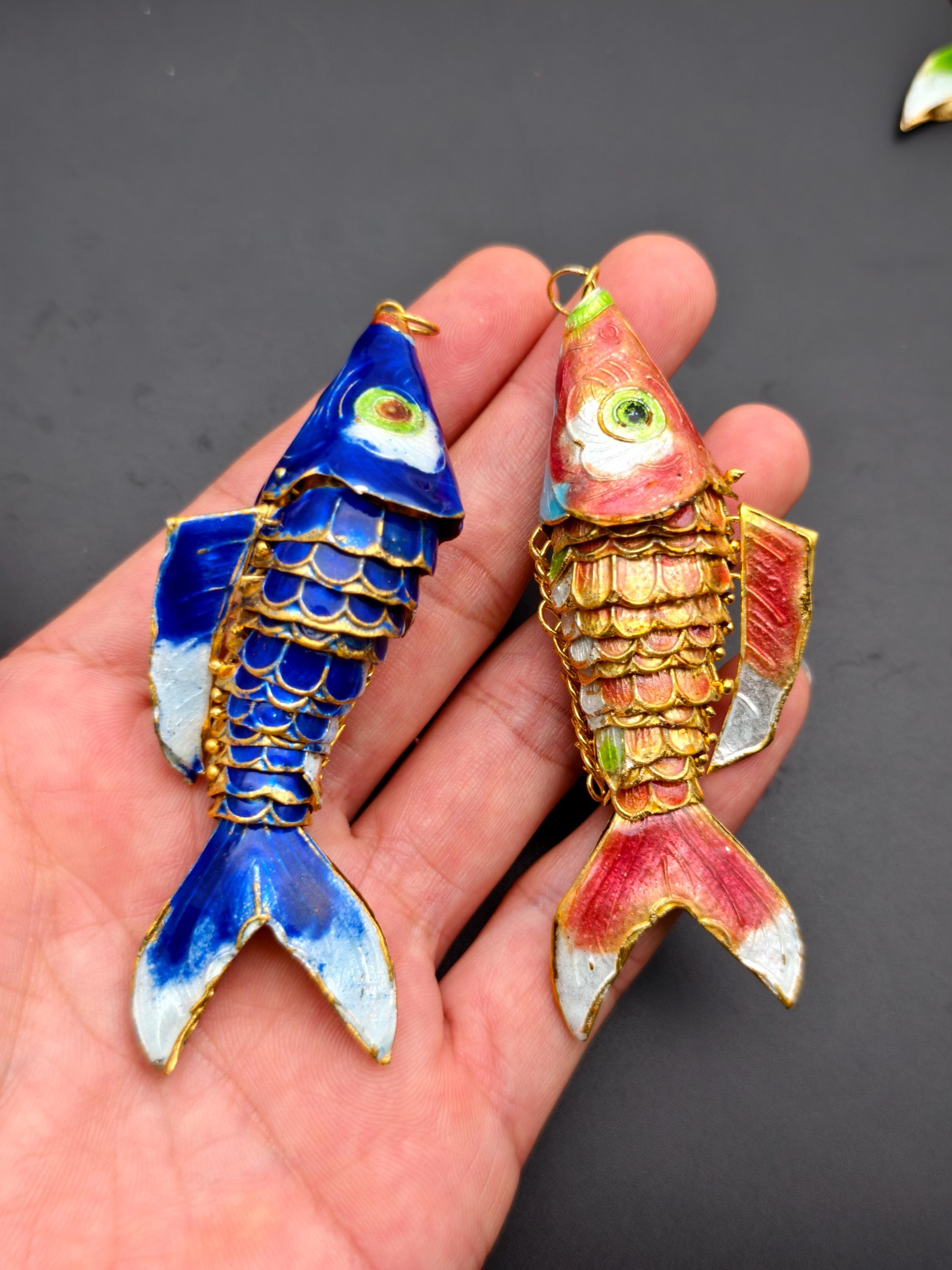 1pc 80~85mm Big Size Cloisonne Carp Fish Charm Pendant Bright Color ...