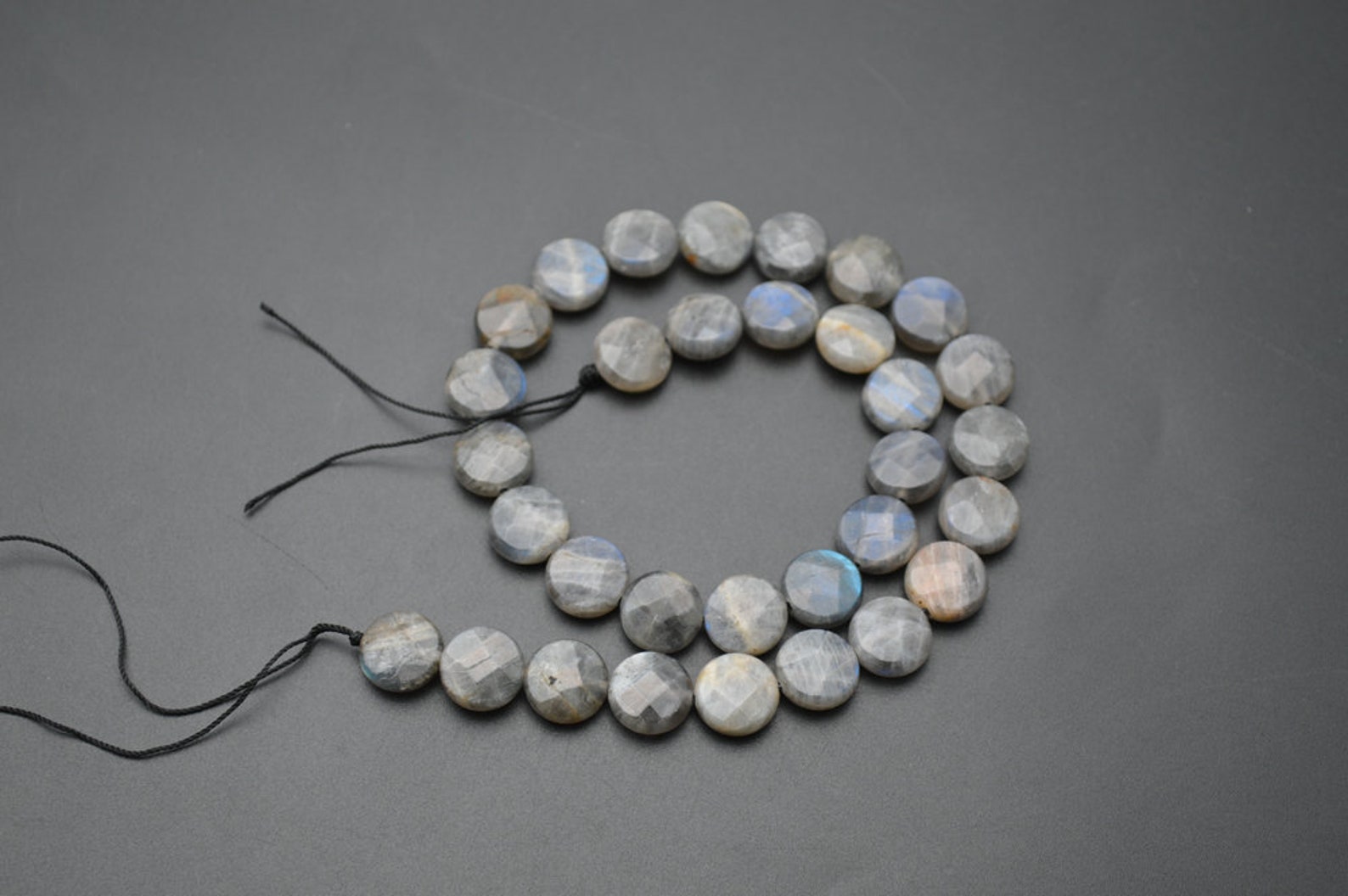 Faceted Natural Labradorite Flat Round Coin Shape Stone Loose Beads ...